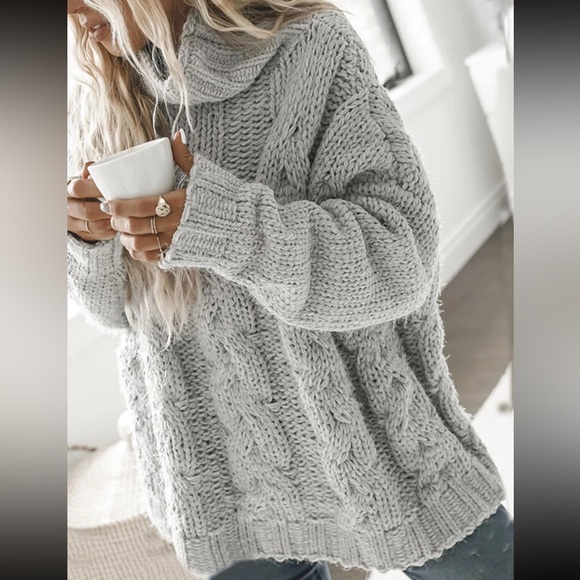 Sweaters | Nwt Chunky Oversized Light Gray Sweater | Poshmark